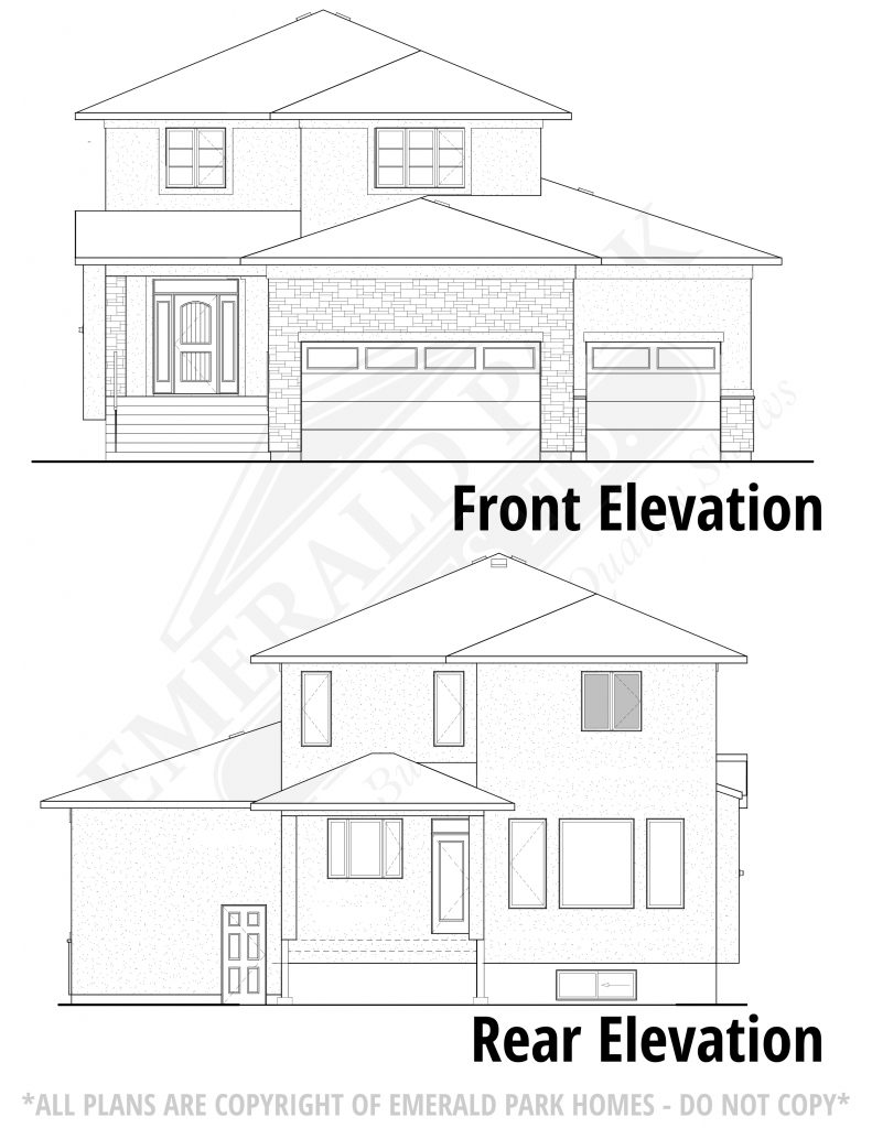 The Ruby Front & Rear Elevations - Emerald Park Homes