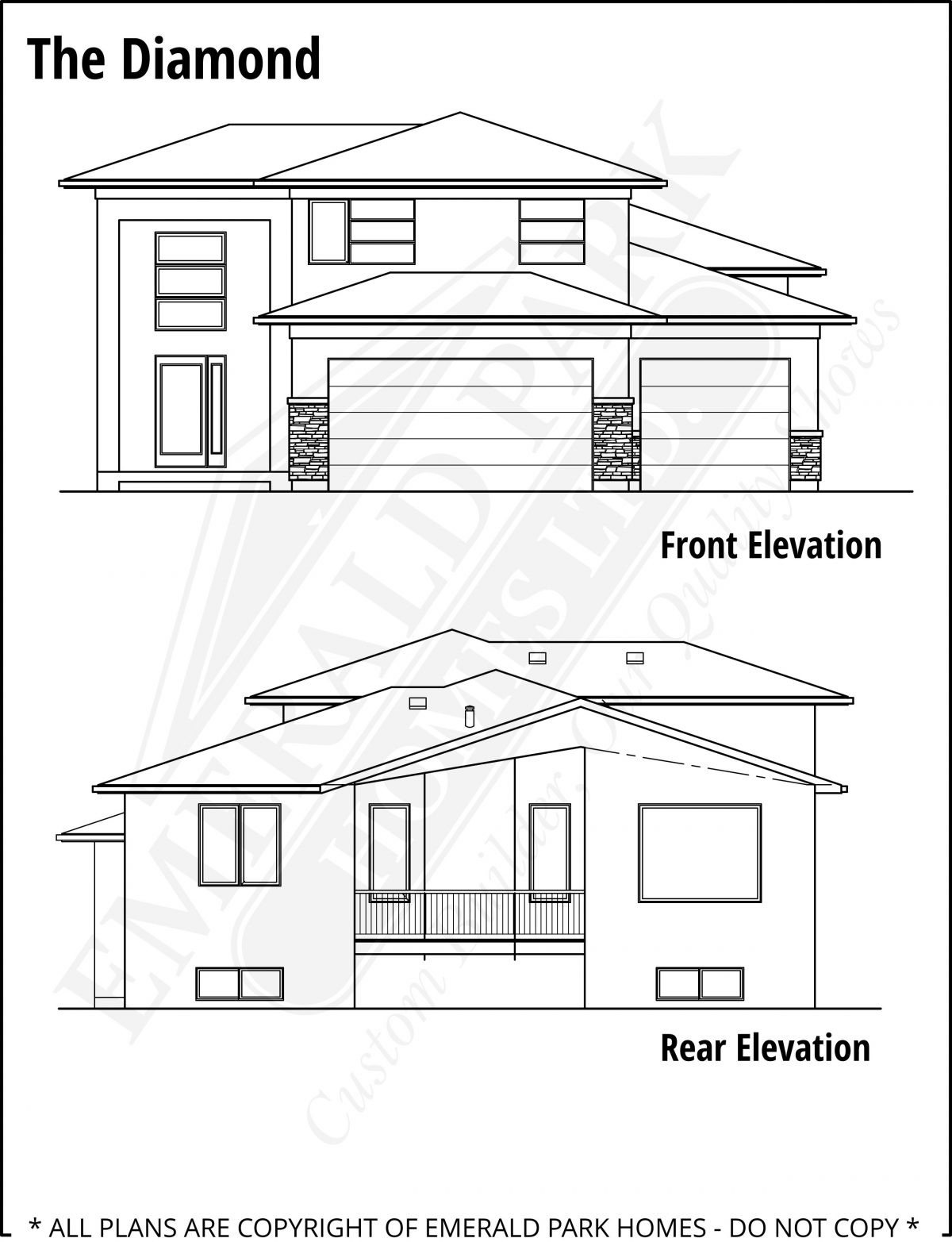 The Diamond - Bungaloft - Exterior Elevations - Emerald Park Homes